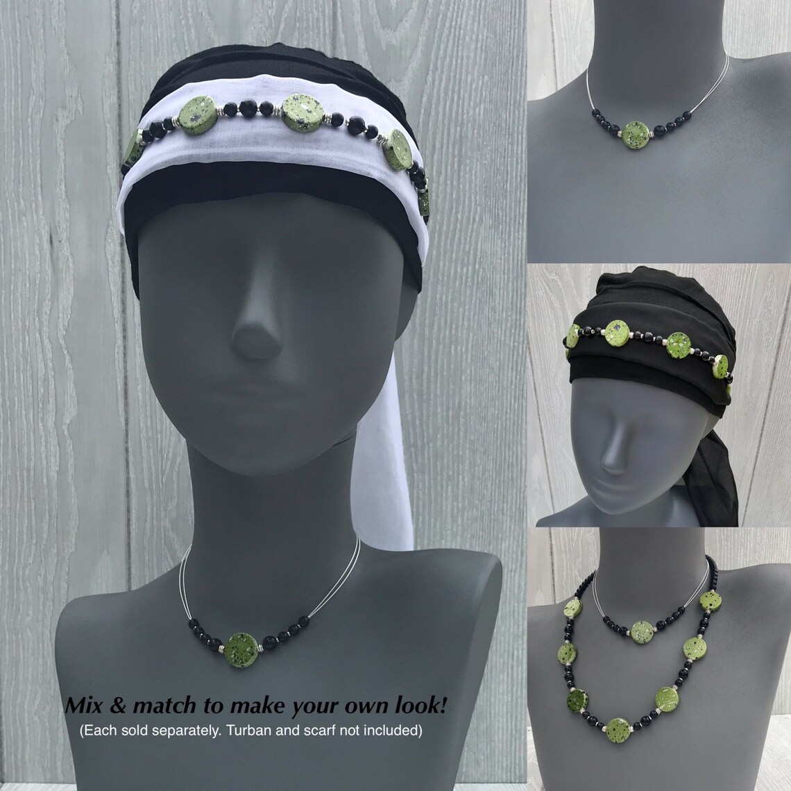 Moss Green Beaded Turban Accessory Accessories of Courage - Etsy