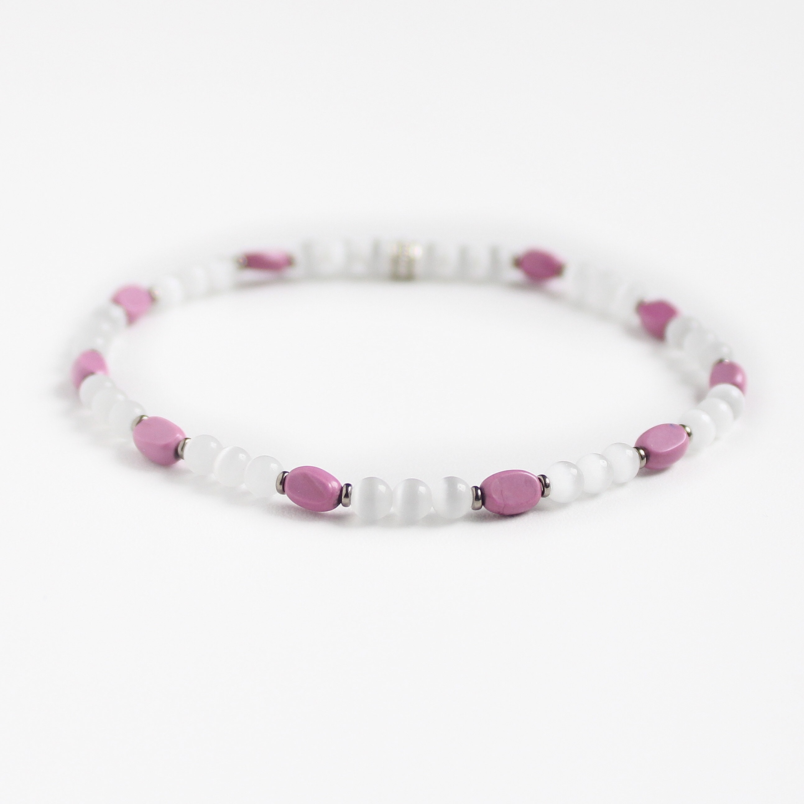 Pink White Anklet | Beaded Anklet | Minimalist Anklet | Dainty Anklet ...