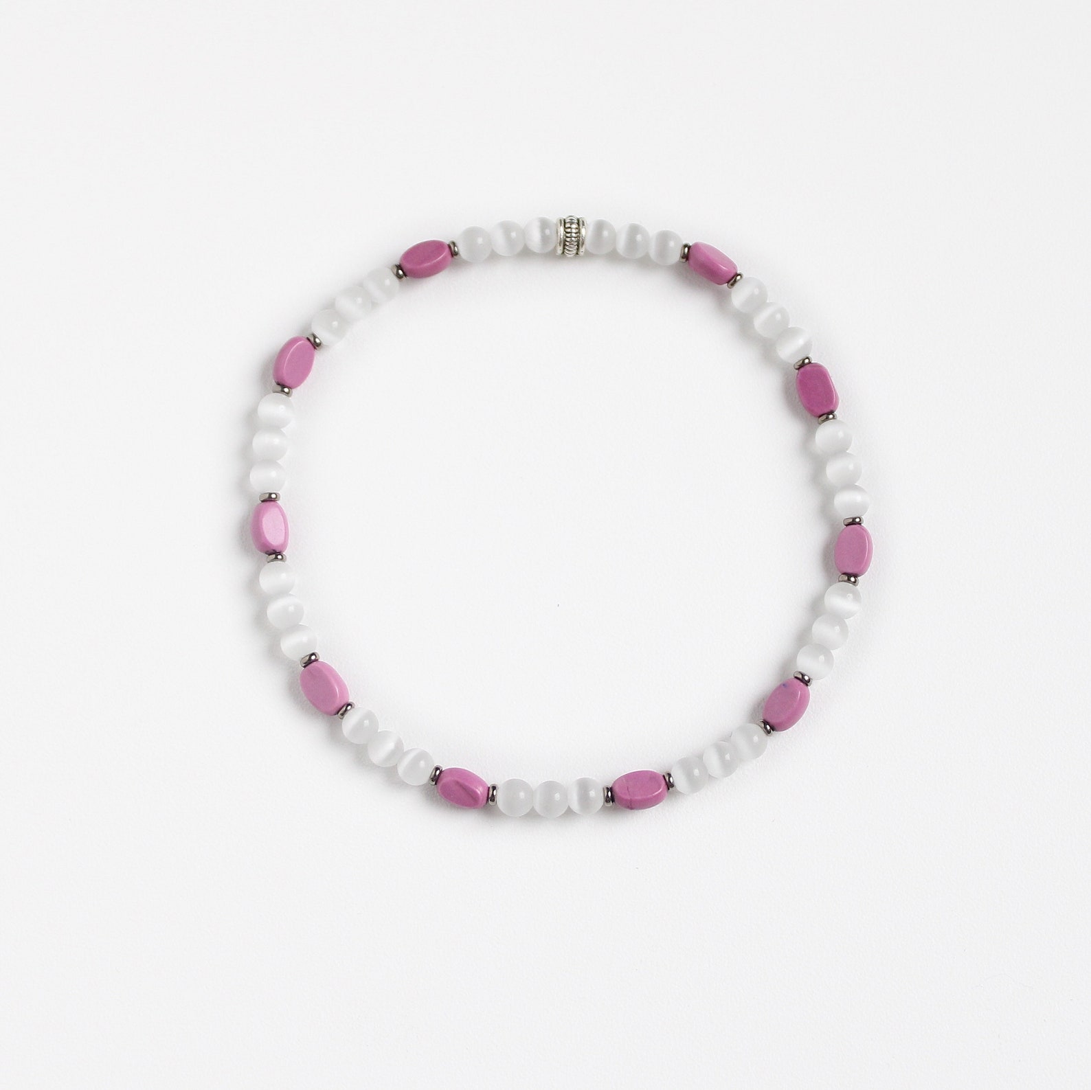 Pink White Anklet Beaded Anklet Minimalist Anklet Dainty Anklet White ...
