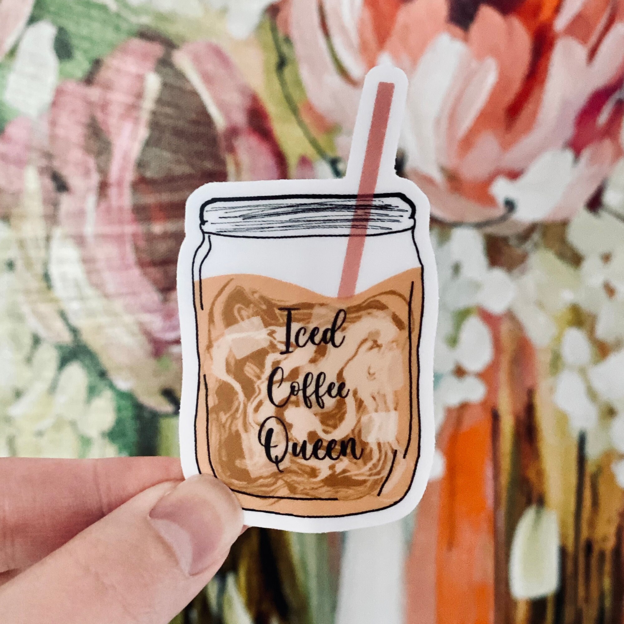 Iced Coffee Queen Sticker Coffee Addict Sticker Speckled | Etsy