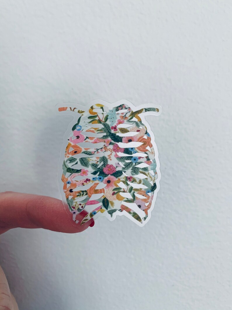 Floral Thoracic Cavity Sticker: Weatherproof Anatomy Decal - Etsy