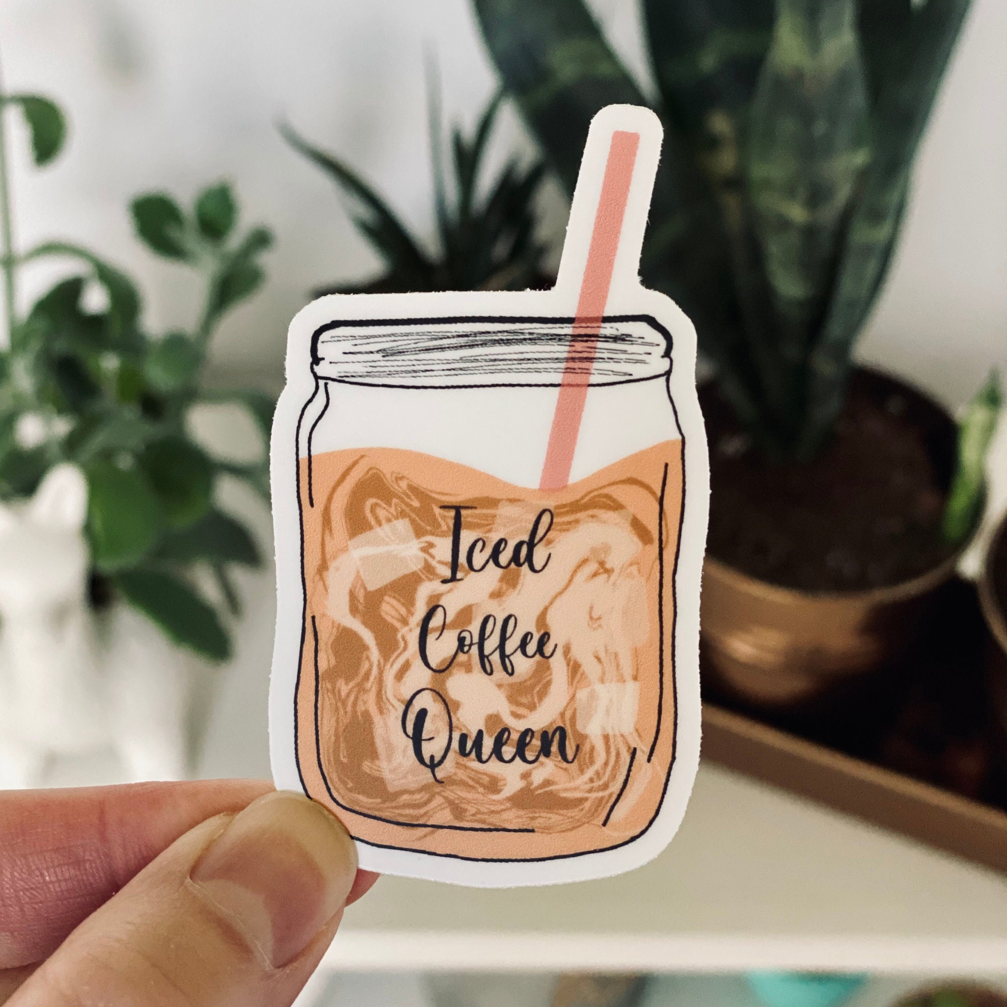 Iced Coffee Queen Sticker Coffee Addict Sticker Speckled | Etsy