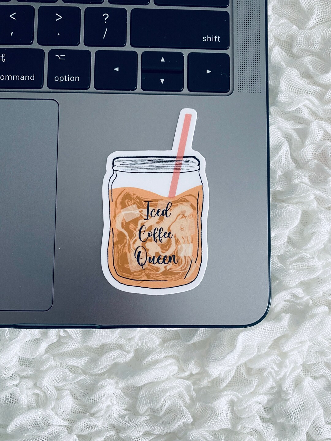 Iced Coffee Queen Sticker, Coffee Addict Sticker, Speckled Coffee ...