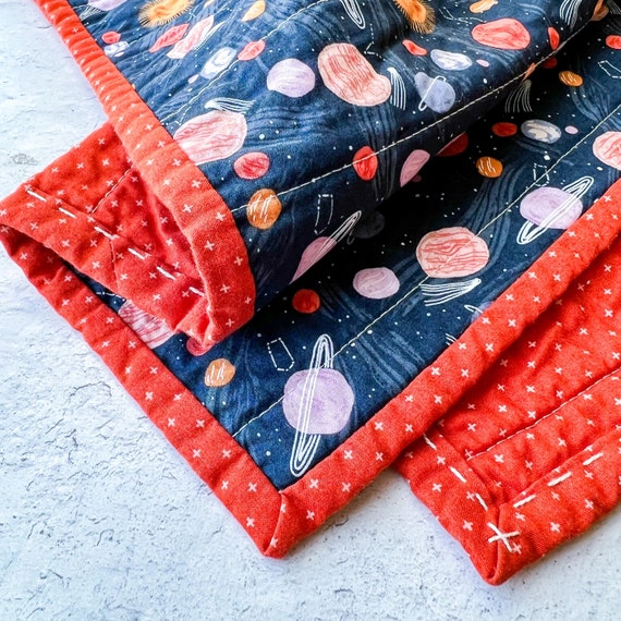 Galaxy Lap Quilt Space & Planets Modern Baby Quilt | Etsy