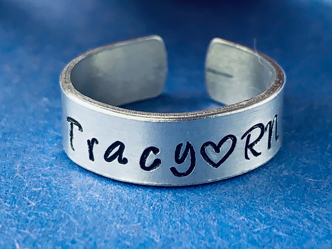 Personalized RN Ring / Nurse Gift / Hand Stamped Ring / Gift for Nurse ...