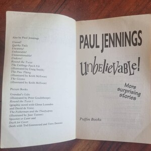 Vintage Childrens Books - Unbelievable - Paul Jennings - 1994 Soft ...
