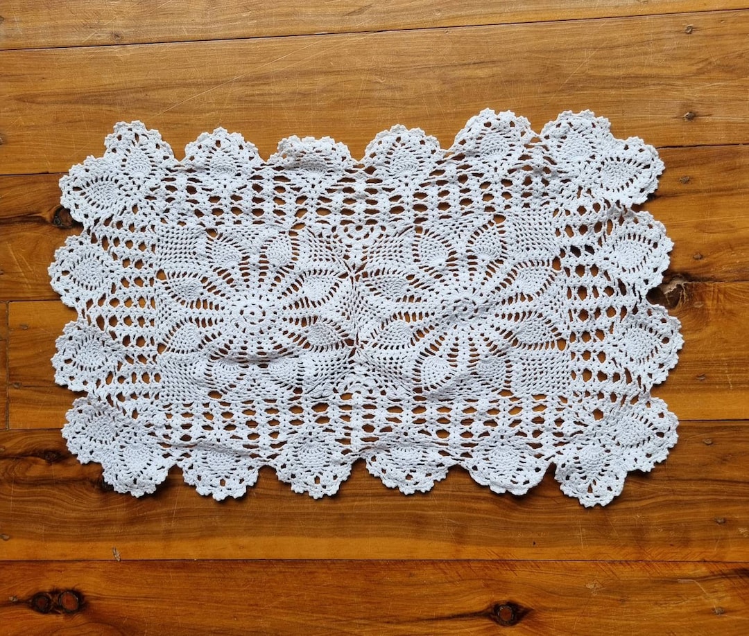 Vintage Crochet Doily - White Rectangle Doily - Etsy