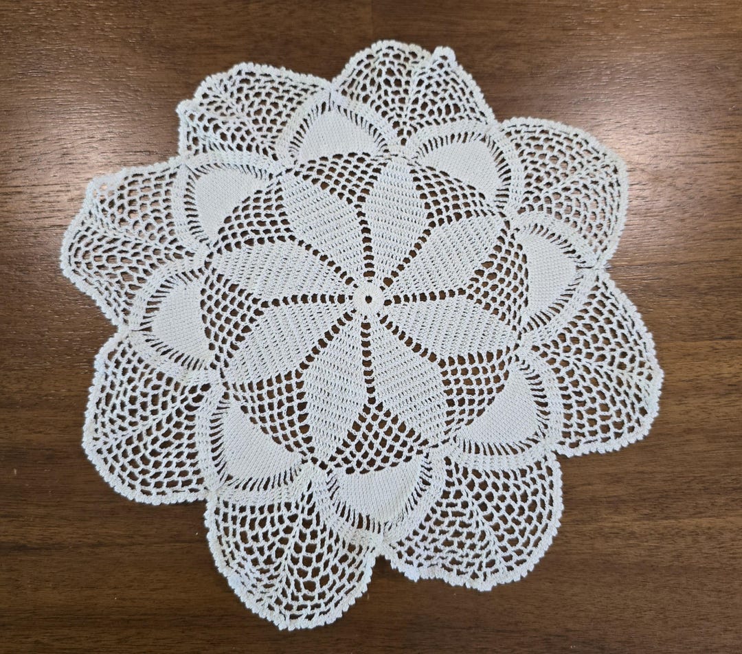Crocheted Round White Doiley - 35 Cm Diameter - Etsy