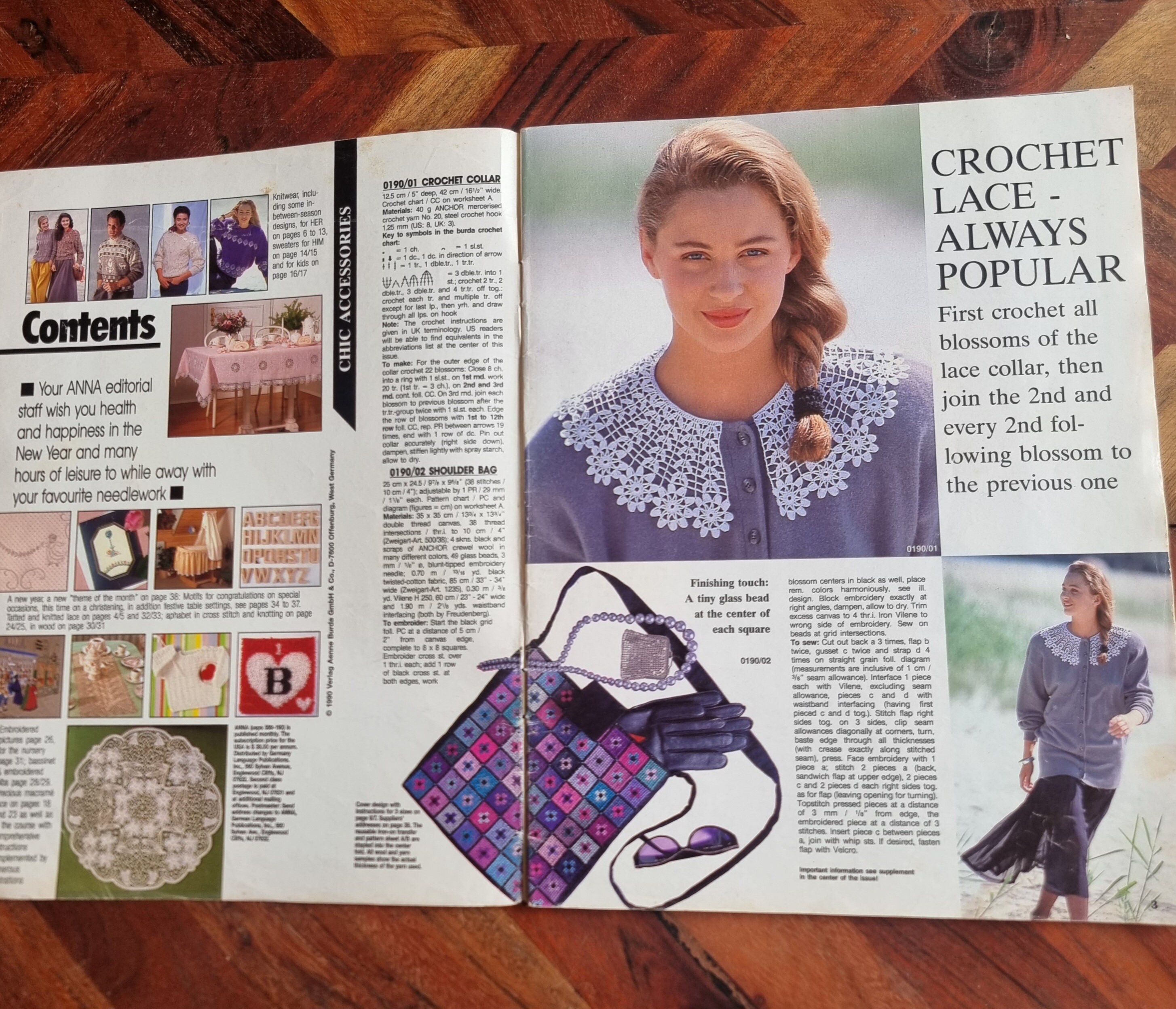 Vintage ANNA Burda Knitting and Needlecraft Magazine No. 1 January 1990 ...