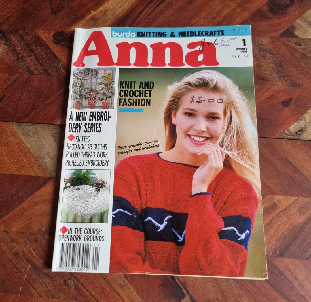 Vintage ANNA Burda Knitting and Needlecraft Magazine - No. 1 - January 1991 Edition - Etsy