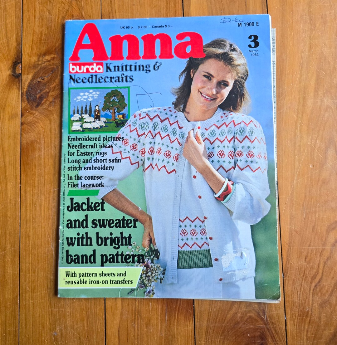 Vintage ANNA Burda Knitting and Needlecraft Magazine - No. 3 - March 1982 Edition - Etsy