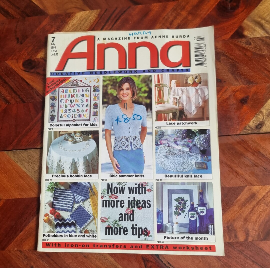 Vintage ANNA Burda Knitting and Needlecraft Magazine - No. 7 - July ...