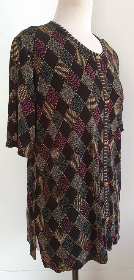 Vintage Black/gold Stretch Knit Geometric Top Size Fits All - Etsy