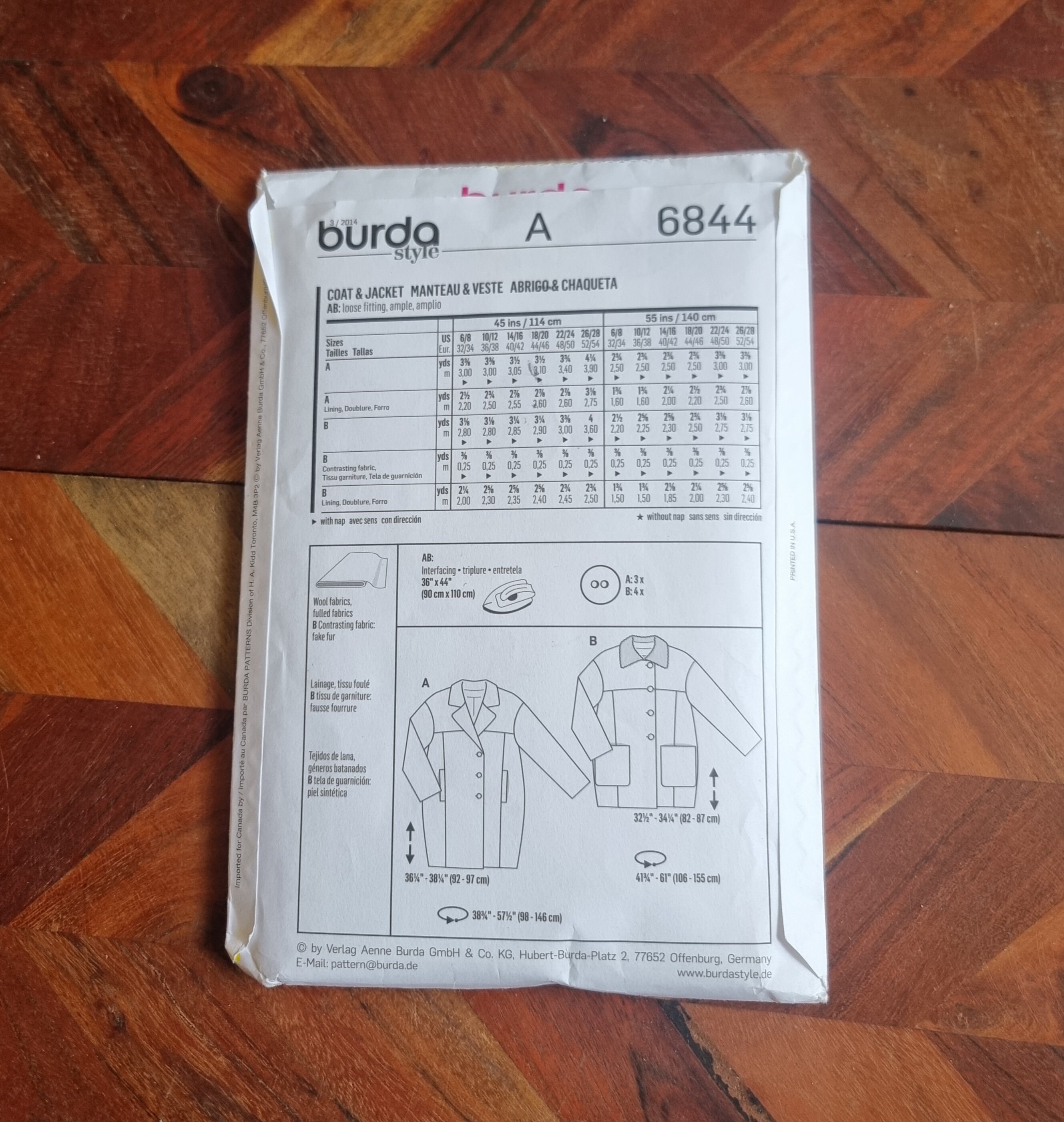 BURDA 6844 Jacket Coat Pattern Sizes EUR 32/34-52/54 - Etsy