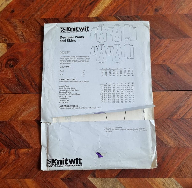 KNITWIT Vintage Pattern 8000 Ladies Designer Pants Amd Skirts Size 6-22 ...