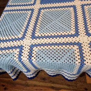 Handmade Crochet Rectangle Blanket - Cot Blanket - Knee Rug - Blue ...