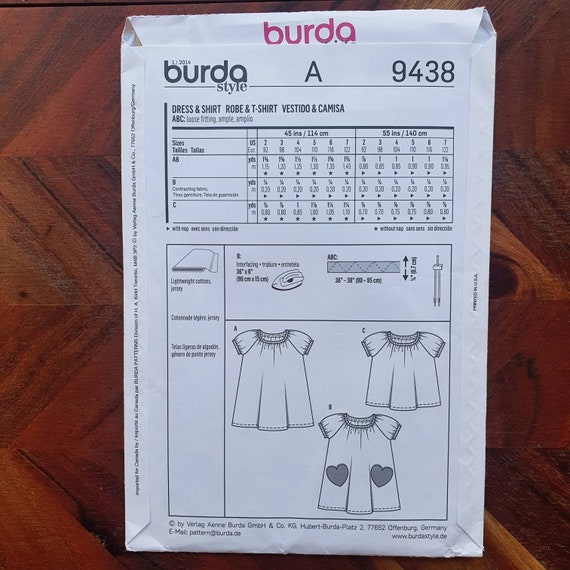 BURDA Kids 9438 Pattern Dress and Shirt Sizes 2-7 Sewing & Needlecraft ...