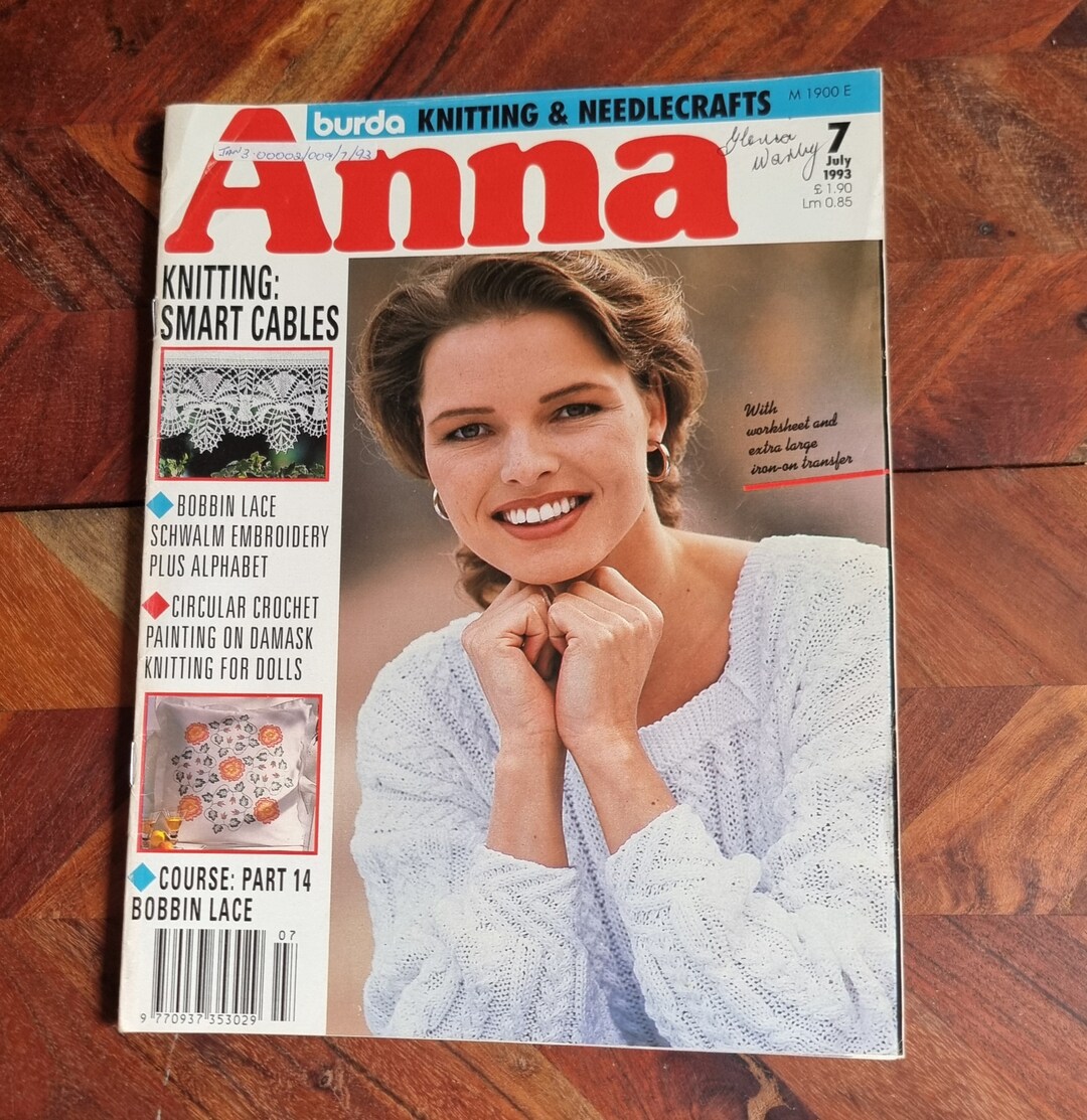 Vintage ANNA Burda Knitting and Needlecraft Magazine - No. 7- July 1993 Edition - Etsy