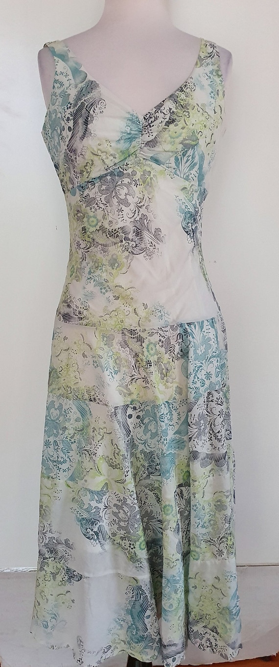 Beautiful Blue-Grey Floral Print Vintage Summer Dress… - Gem