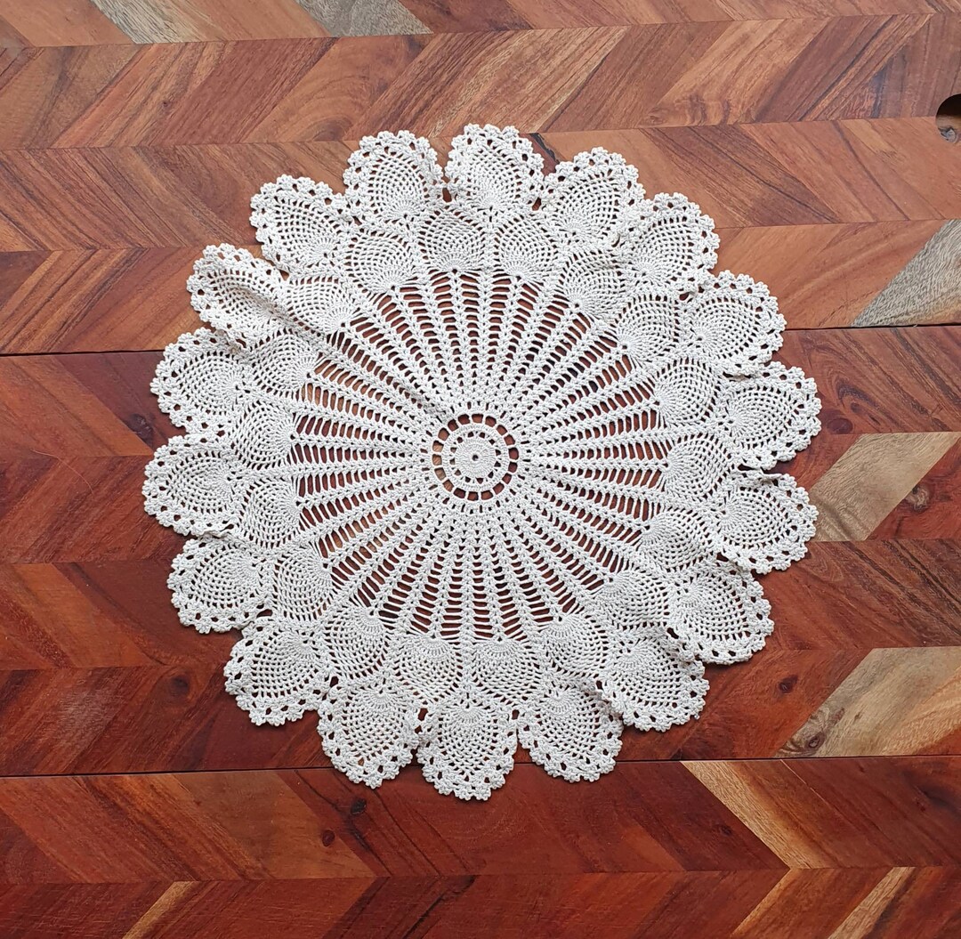 Vintage Crochet Doily - Cream Round Doily - Etsy