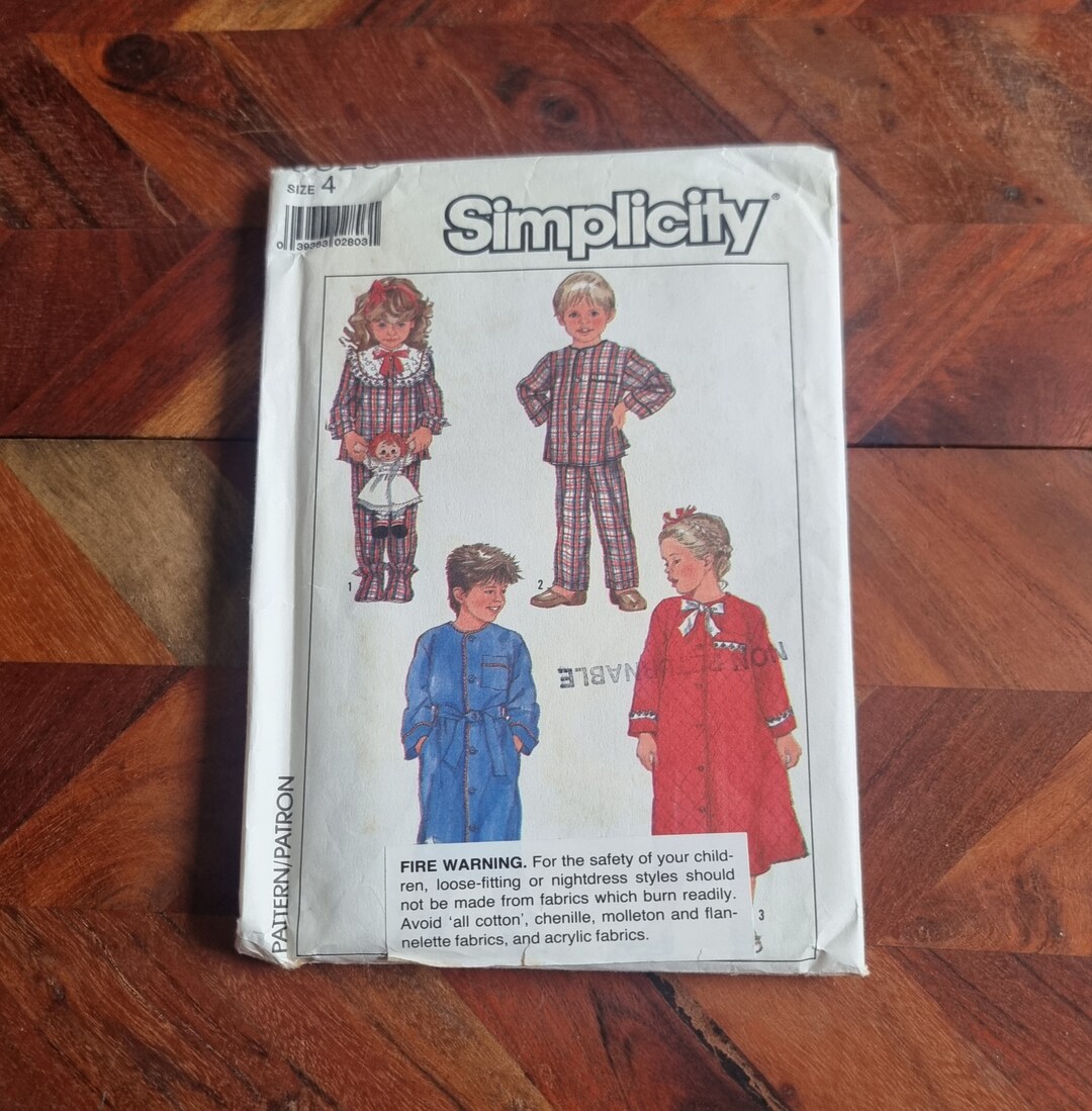 Vintage SIMPLICITY Pattern 8325 Childs Robe and Pyjamas Size 4 - Etsy