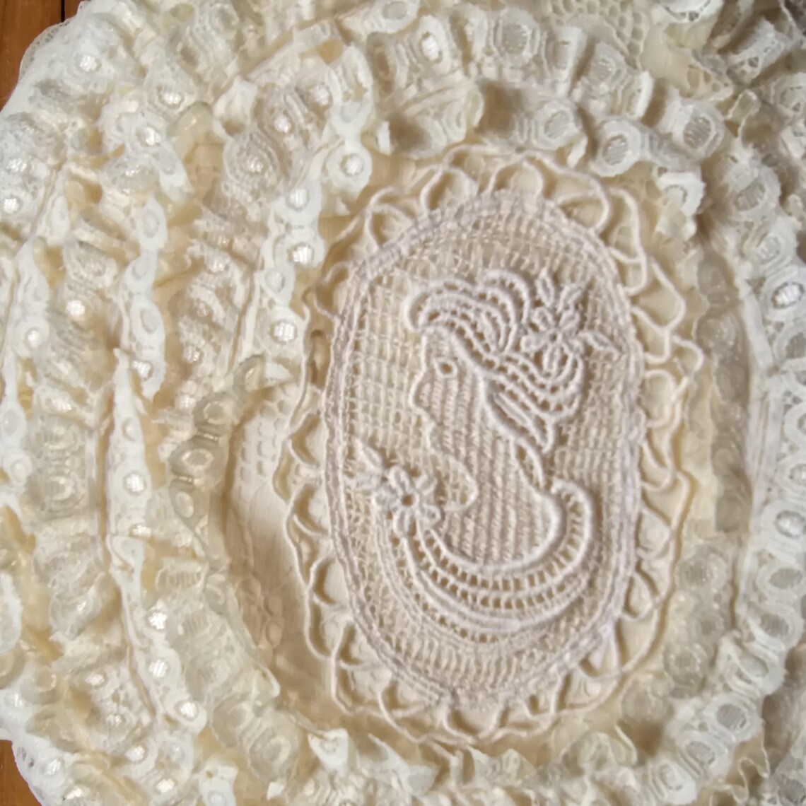 Handmade Cream Satin Lace Round Cushion - Shabby Chic 32cm Diameter - Etsy