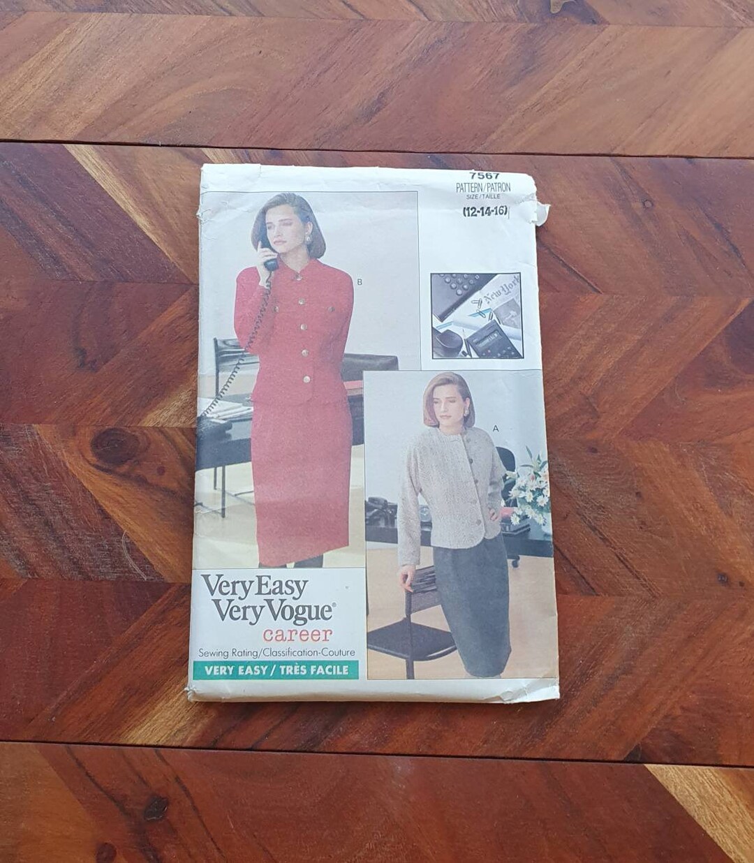 VOGUE Vintage Pattern 7567 Womens Jacket and Skirt Size 12,14,16 - Etsy ...