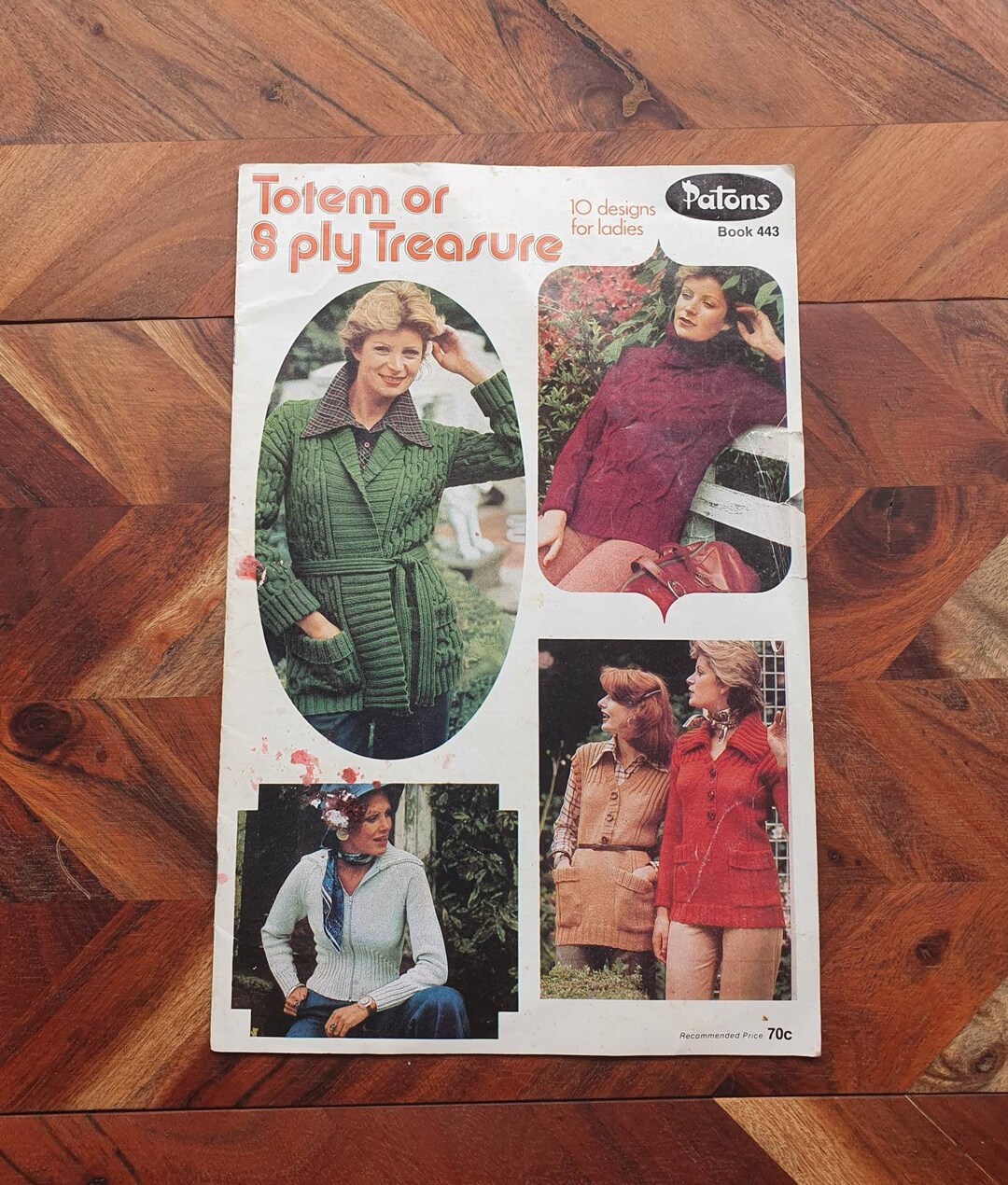 Vintage Patons Totem or 8 Ply Treasure Ladies Knitting Pattern Book 443 ...