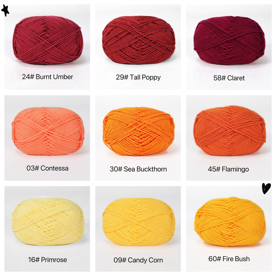 Yellow Orange Red Milk Cotton DK Yarn: Crochet Knitting (50g) - Etsy