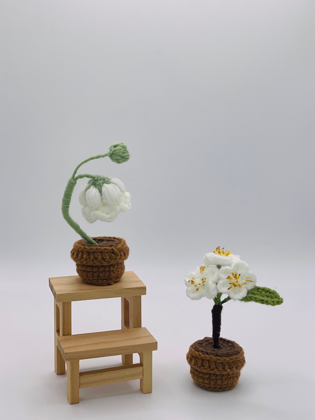 May Birth Flower Crochet Collection: Crocheted Potted Hawthorn, Lily of ...