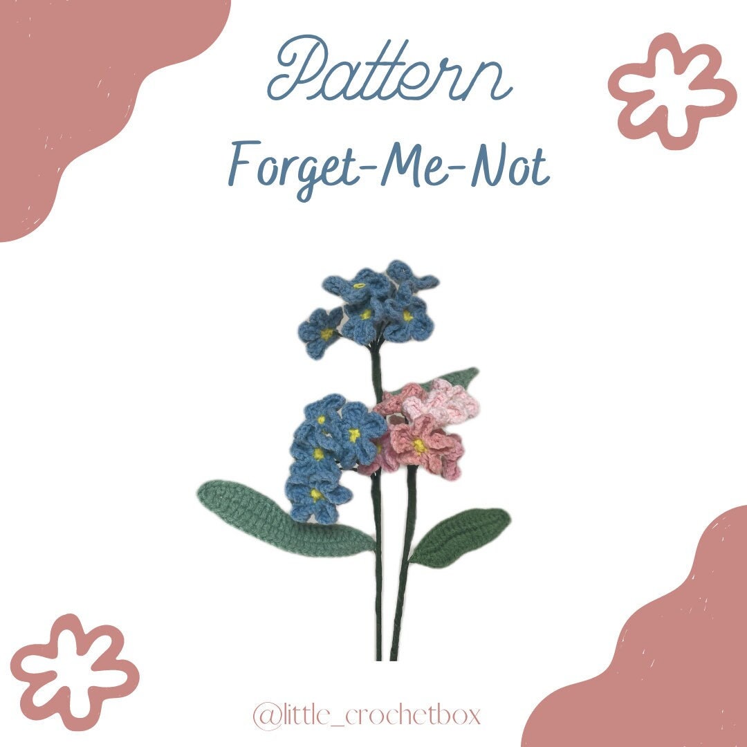 Crochet Pattern Forget-me-nots Bouquet - Easy Floral PDF Pattern for ...