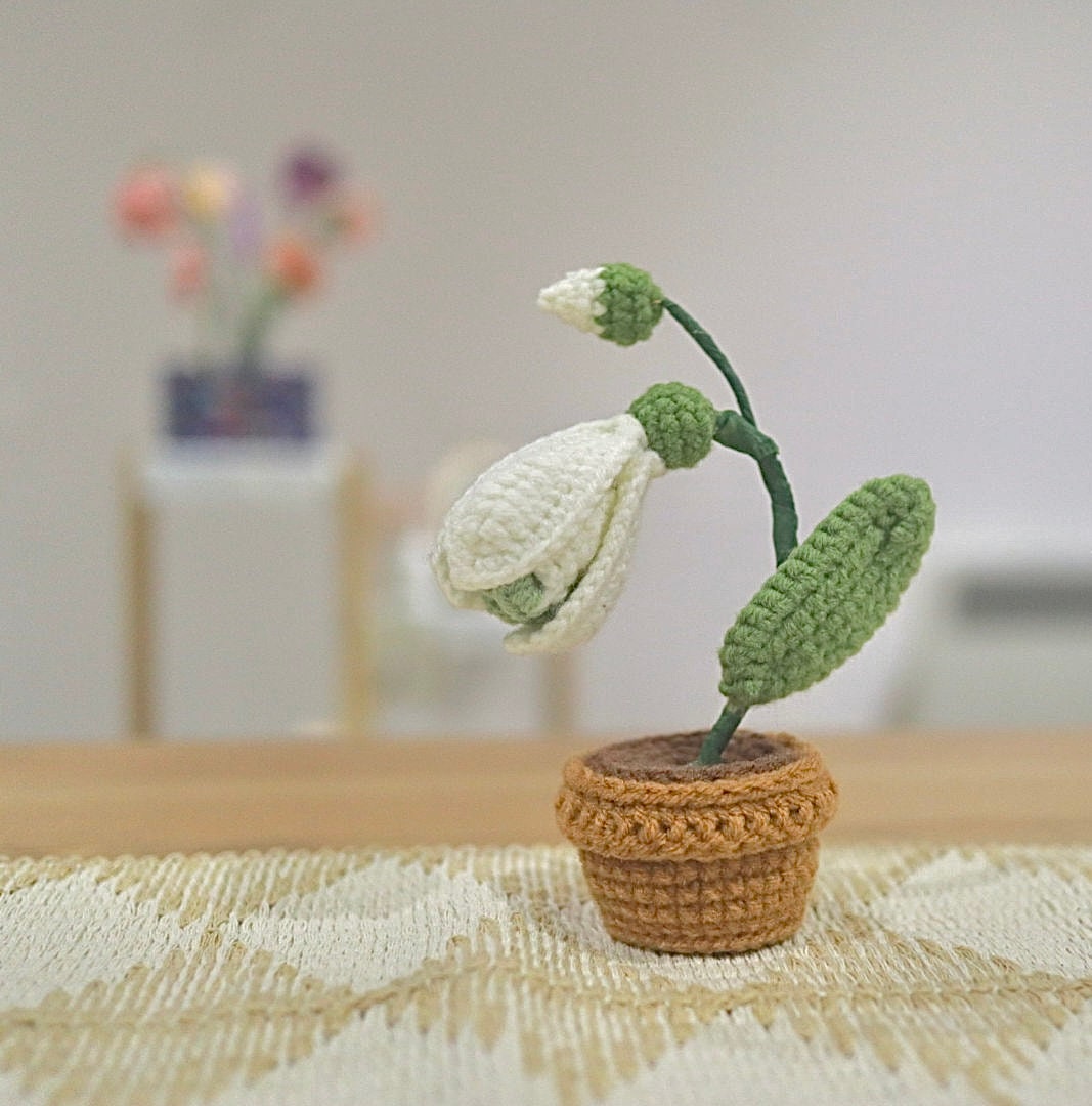 January Birth Flower Crochet Collection: Crocheted Potted Snowdrops ...