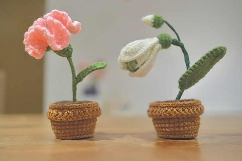 January Birth Flower Crochet Collection: Crocheted Potted Snowdrops ...