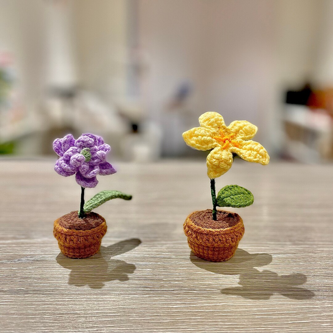 February Birth Flower Crochet Collection: Crocheted Potted Violet ...