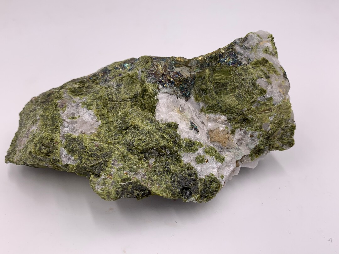 Epidote With Calcite and Chalcopyrite Specimen, Free Form - Etsy