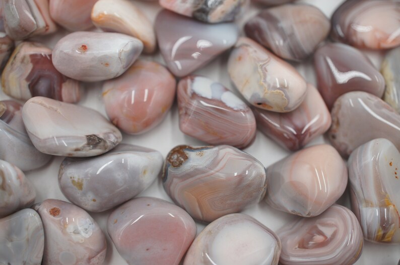 Pink Agate Tumbled Stone XS Pink Agate Tumble | Etsy