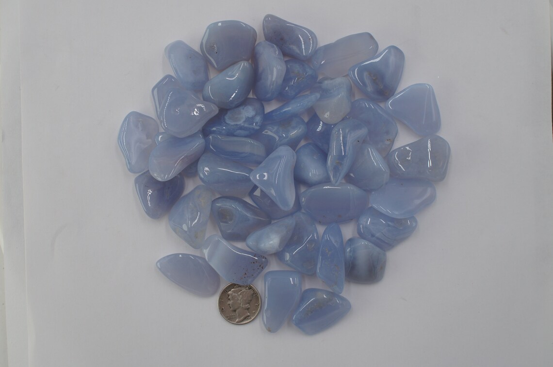 Blue Chalcedony Tumbled Stone, Small Chalcedony - Etsy
