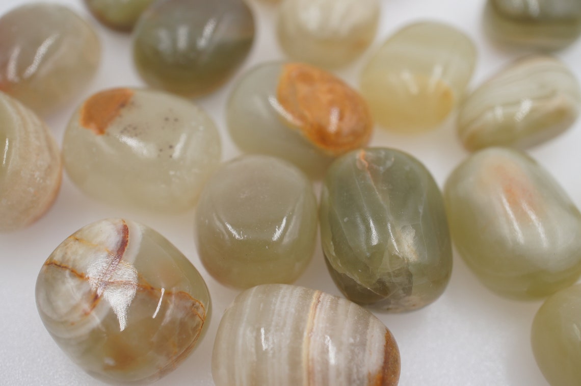 Banded Green Calcite Tumbled Stone - Etsy