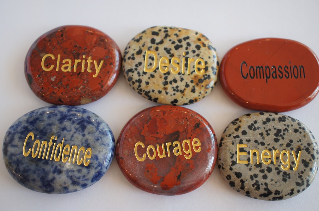 Clarity Word Stone, Compassion Word Stone, Confidence Gemstone, Courage ...