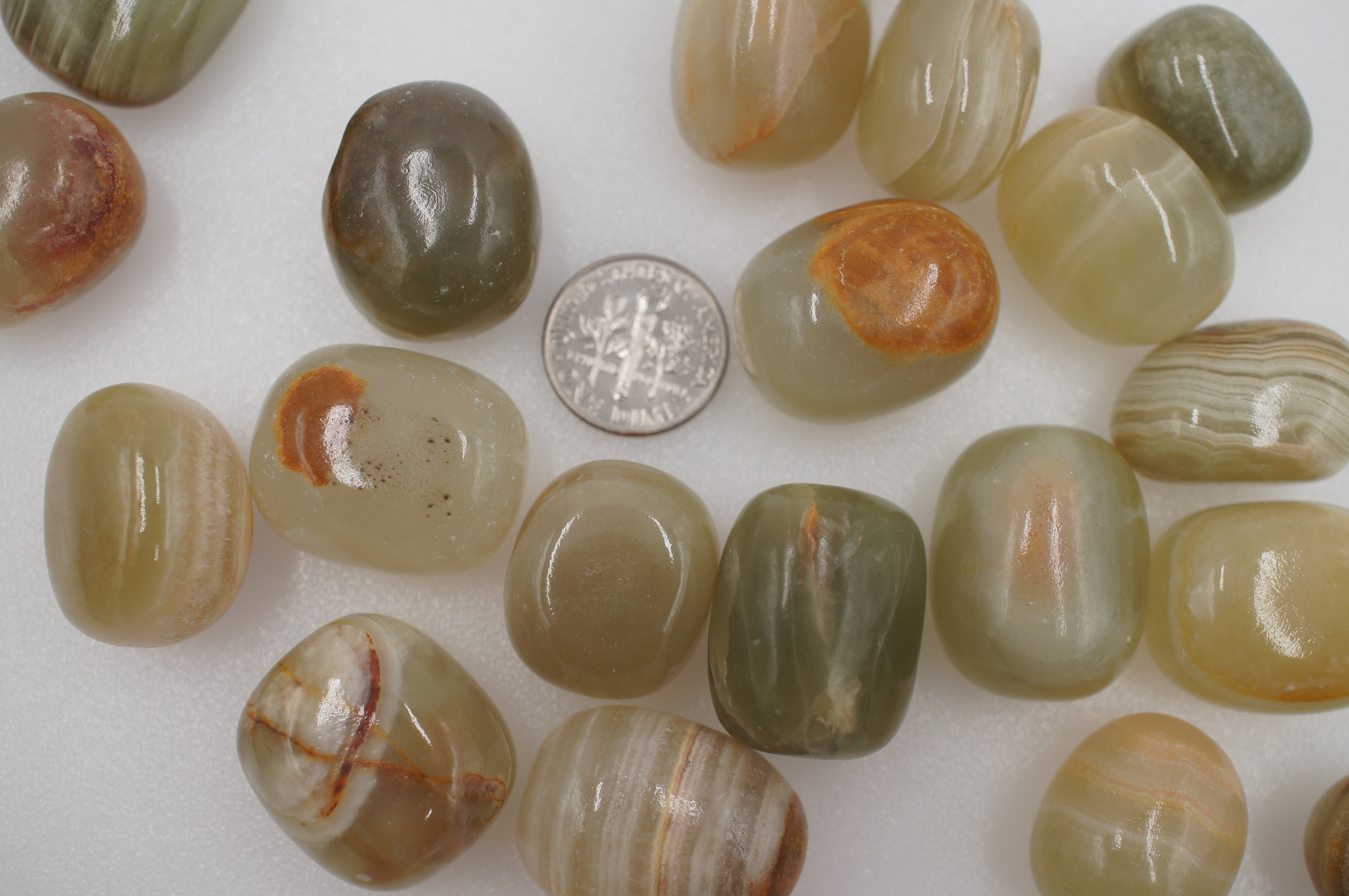 Banded Green Calcite Tumbled Stone - Etsy