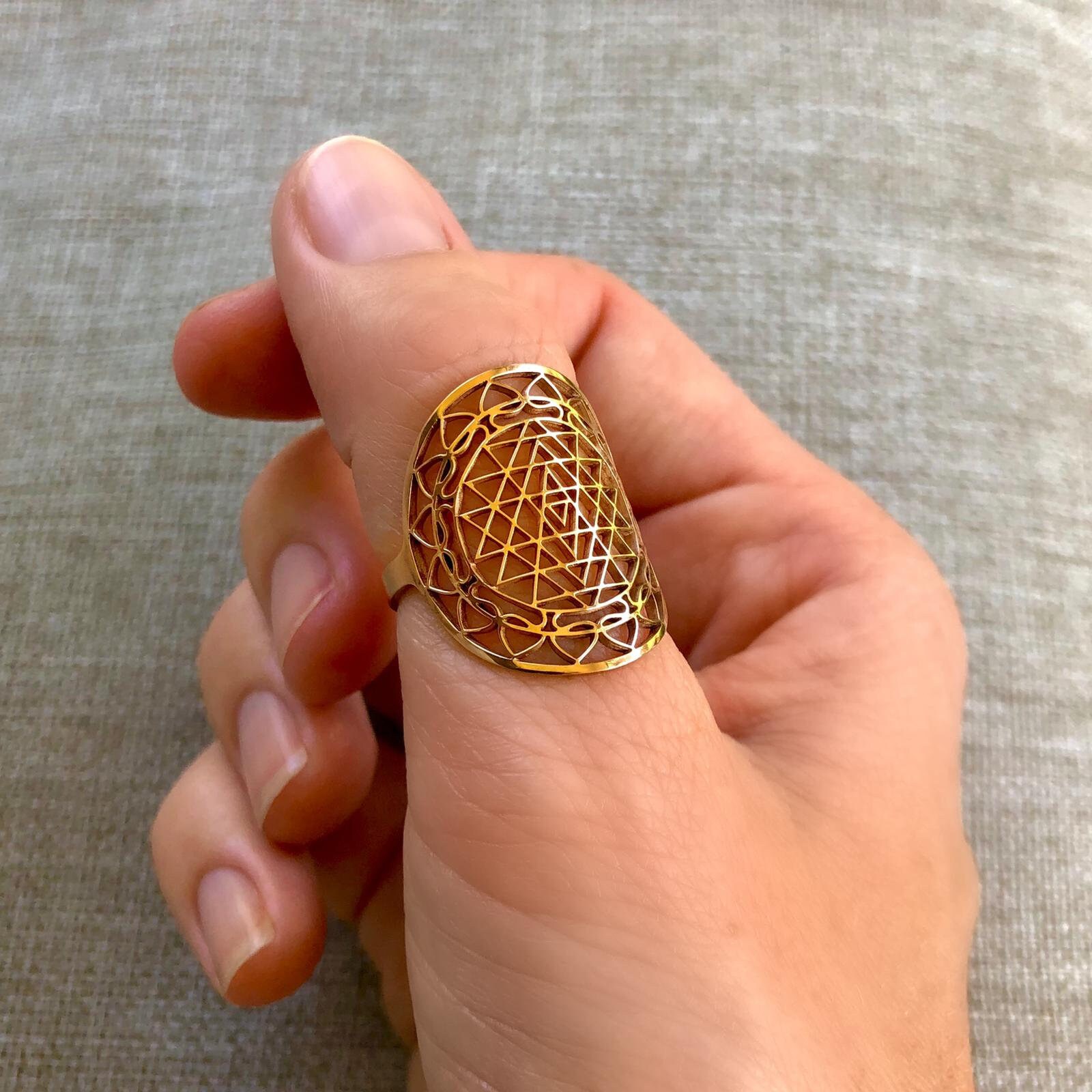 Sri Yantra Sacred Geometry Ring Rose Gold Sacred Geometry | Etsy