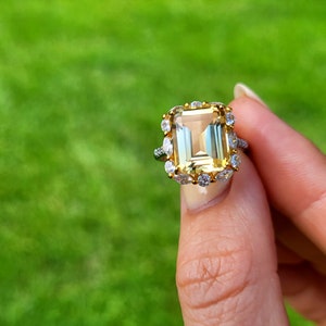 Large Citrine Crystal Ring: Adjustable Silver Healing Jewelry - Etsy