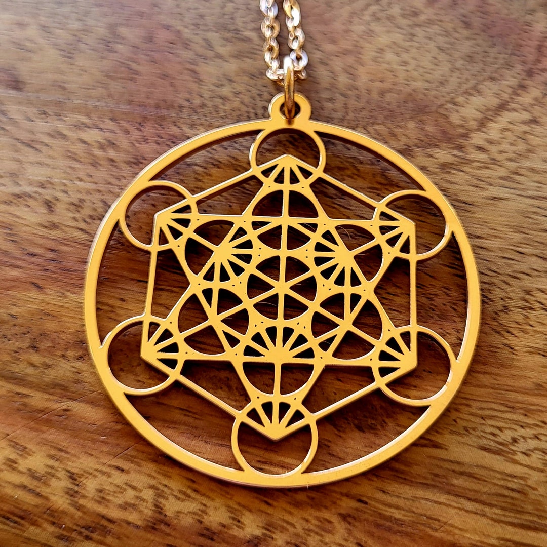 Metatron Cube Necklace Sacred Geometry Jewelry Gold and Rose Gold ...