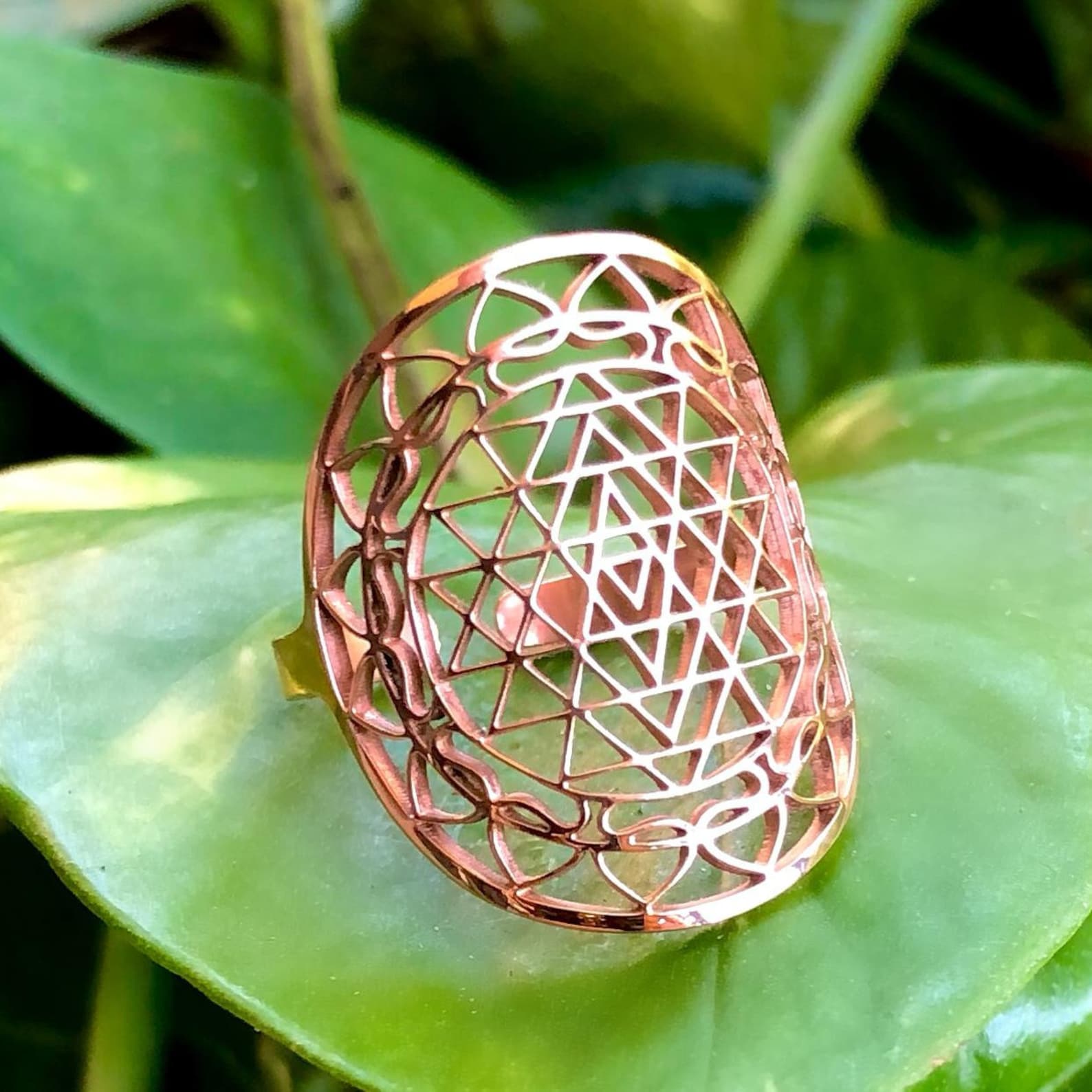 Buy Sri Yantra Sacred Geometry Ring Rose Gold Sacred Geometry Online in ...