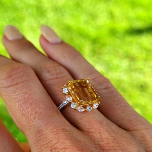 Large Citrine Crystal Ring: Adjustable Silver Healing Jewelry - Etsy