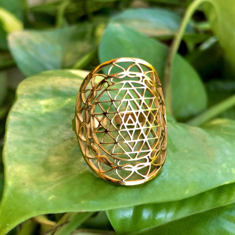 Buy Sri Yantra Sacred Geometry Ring Rose Gold Sacred Geometry Online in ...