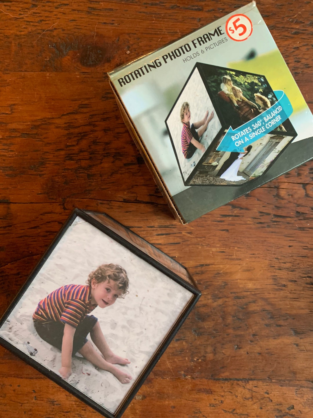 Vintage Photo Cube Rotating Picture Frame. Hold Six 3.875 Square Photos ...