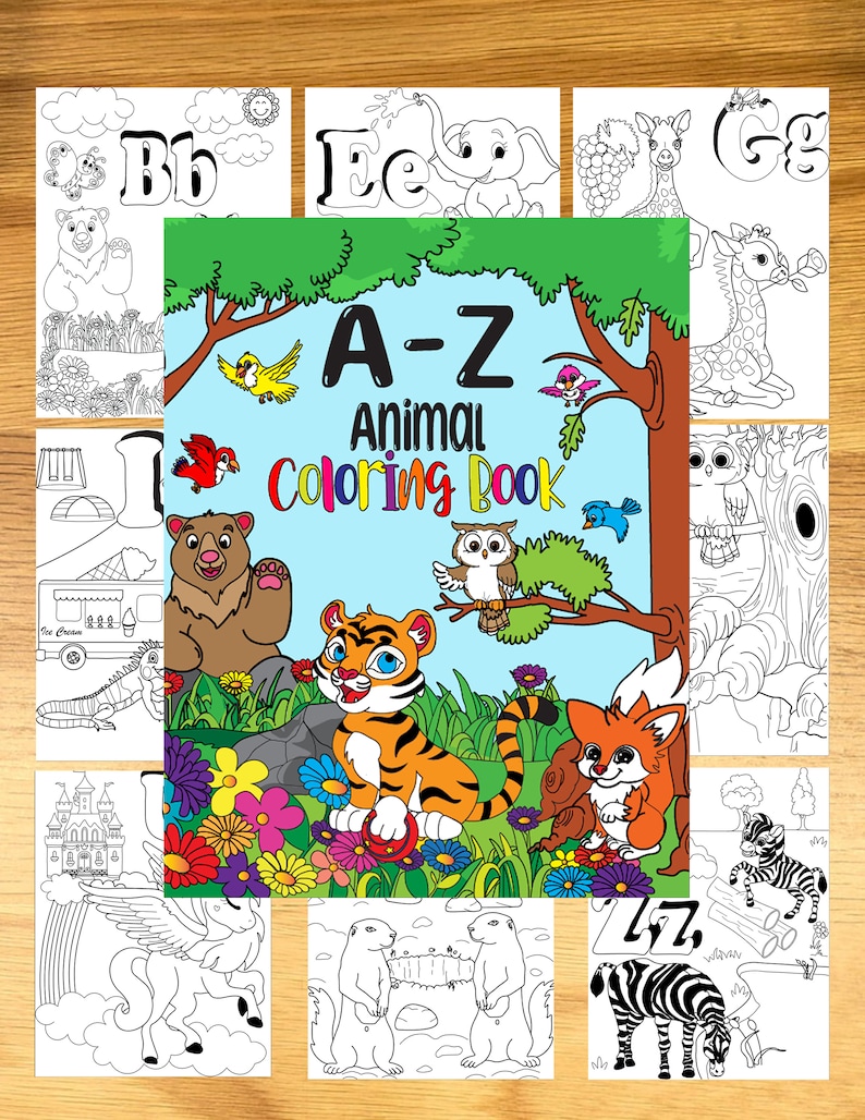 Printable Animal Alphabet Coloring Pages for Kids ABC - Etsy