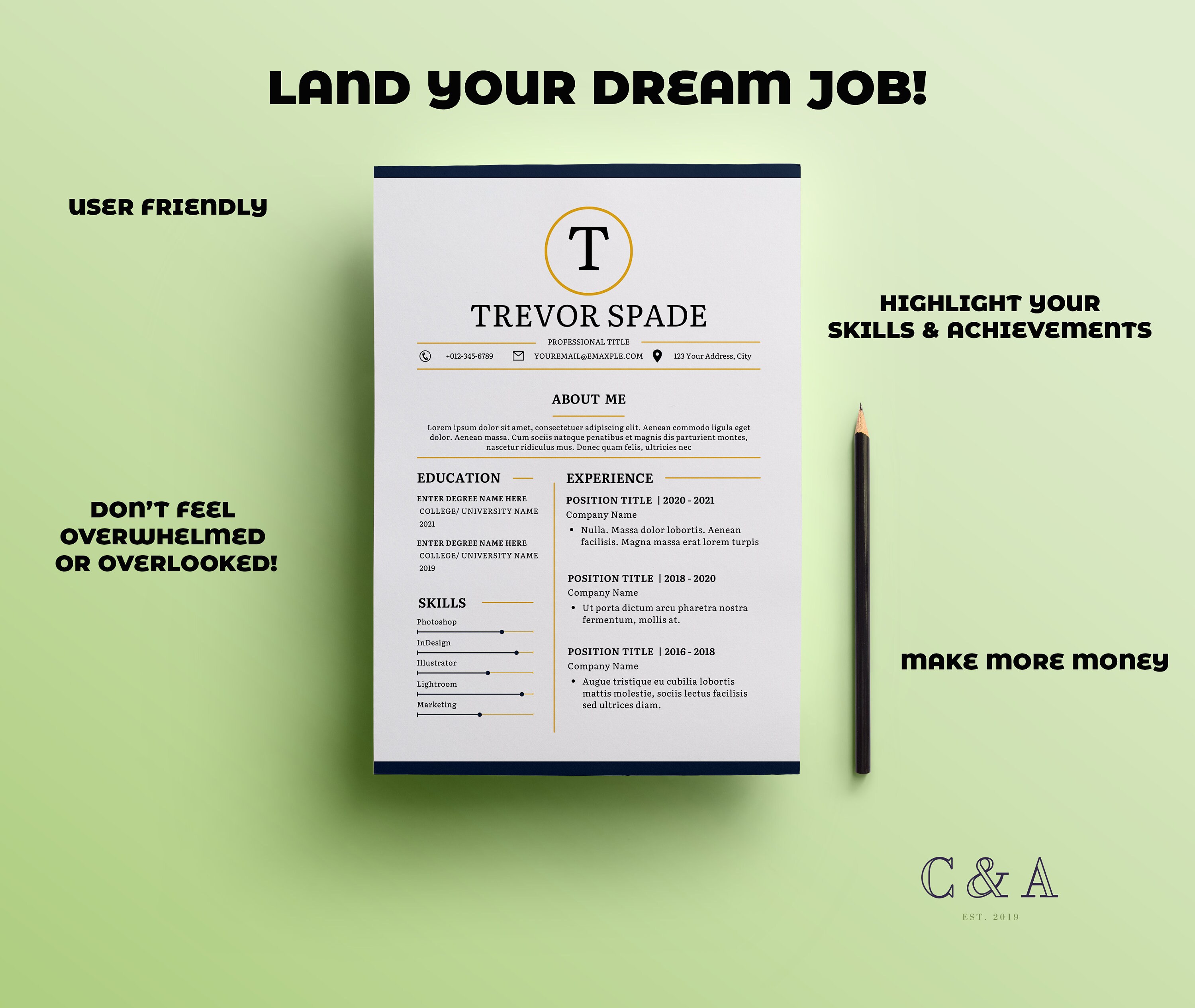 CV Template Word Google Docs Professional Creative Resume Template Word ...