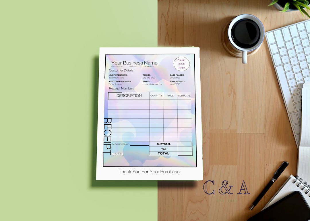 Printable Rainbow Receipt Template Editable Pastel Lip Gloss Business ...